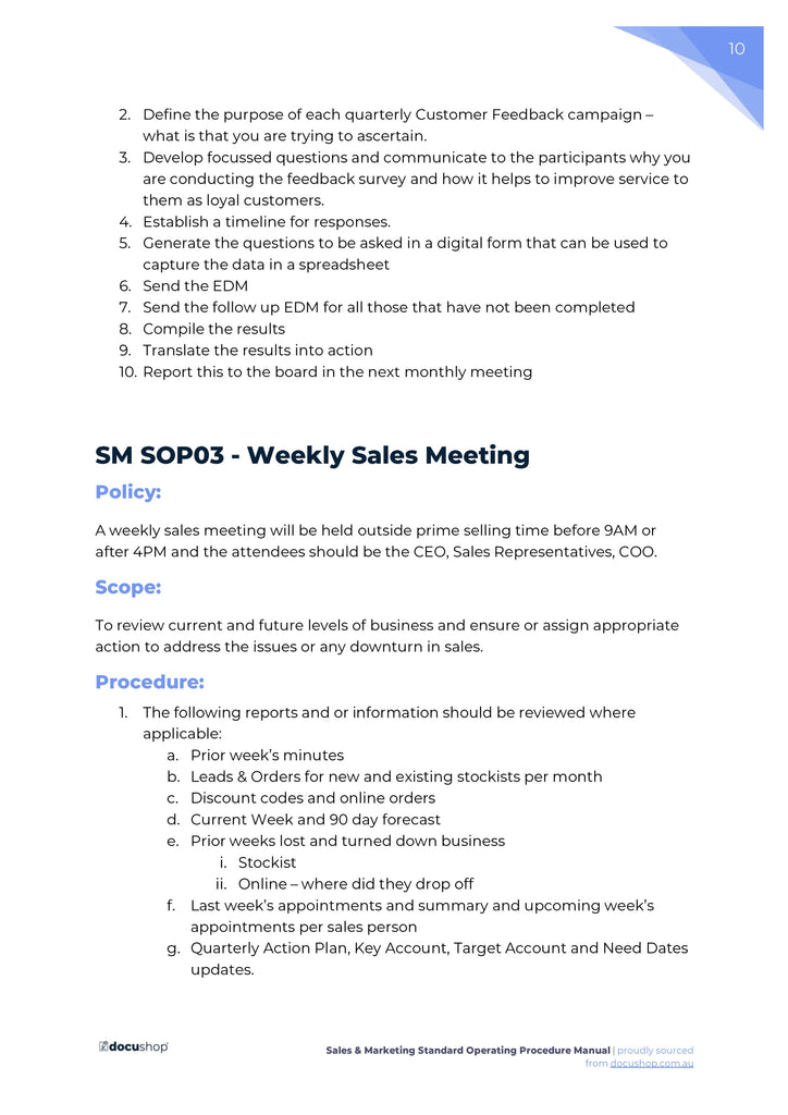 Sales & Marketing Standard Operating Procedure Manual (SOP) Template ... Sales & Marketing Standard Operating Procedure Manual (SOP) Template ...