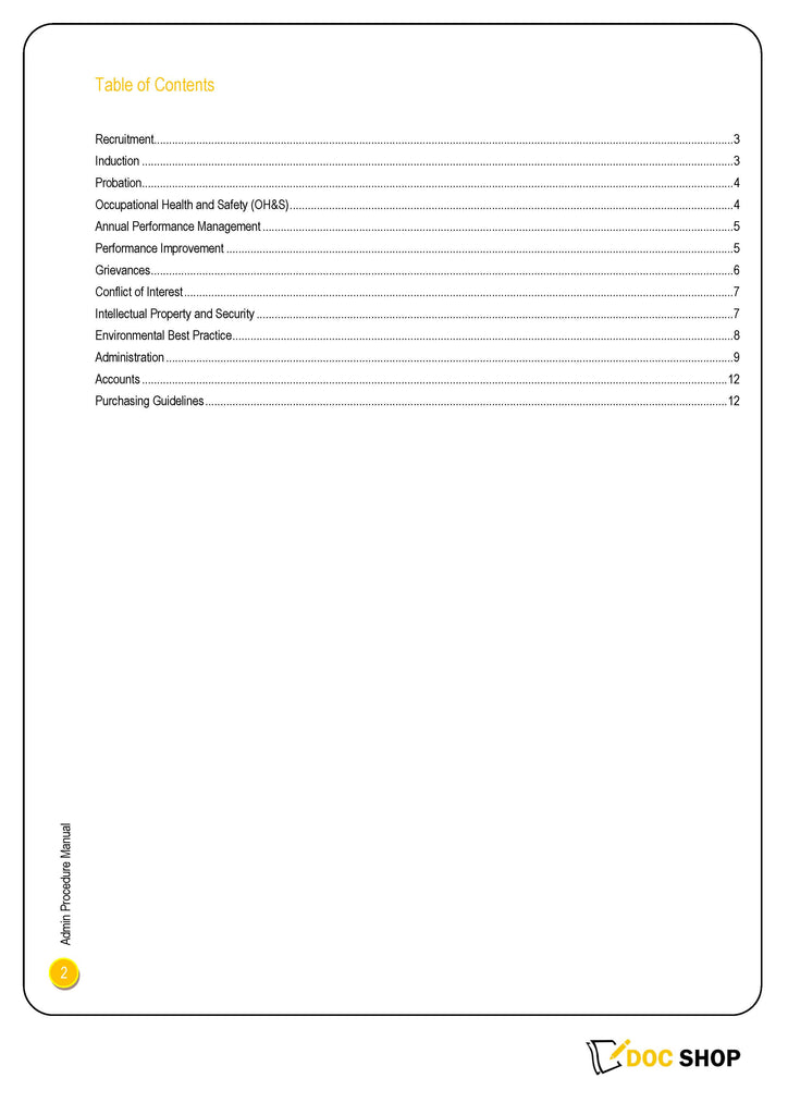 Project Specific Policies Manual Template - Editable Word Document ...