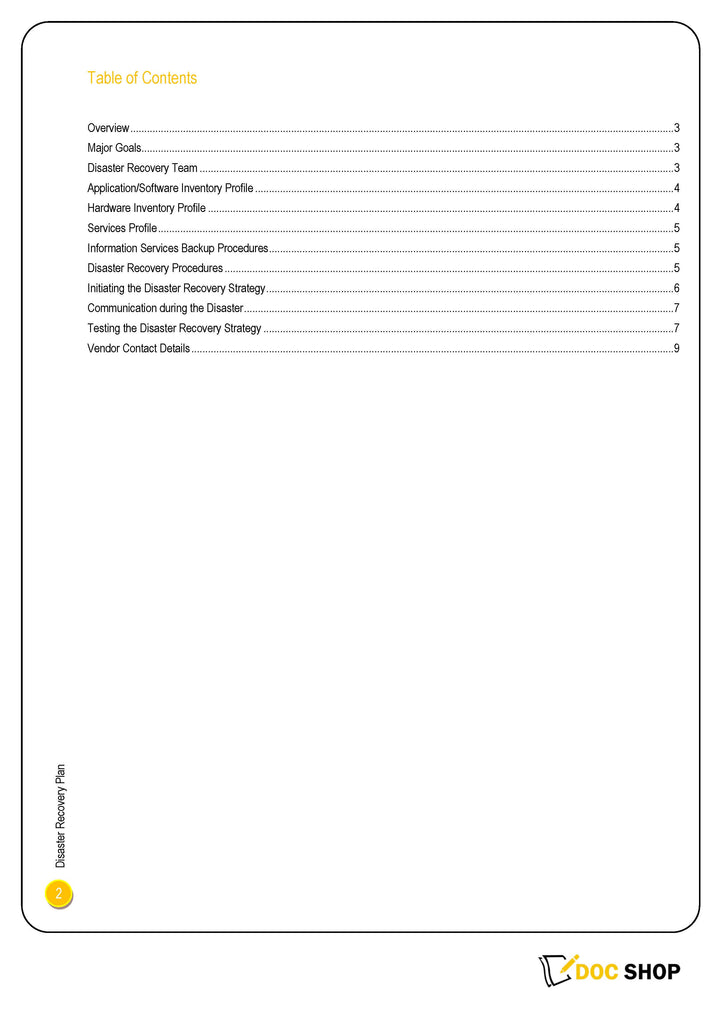 IT Disaster Recovery Plan Template – docushop