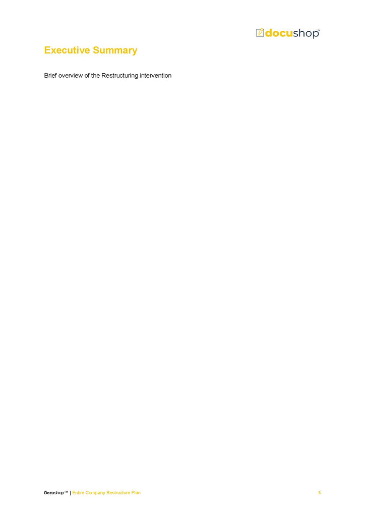 Entire Company Restructure Plan Template - Editable Word Document ...