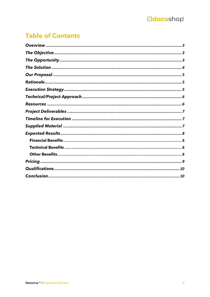 Marketing Proposal Editable Word Template – docushop